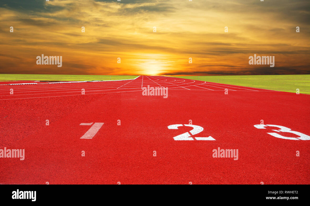 track and running red flag on a background of blue sky and clouds Stock ...