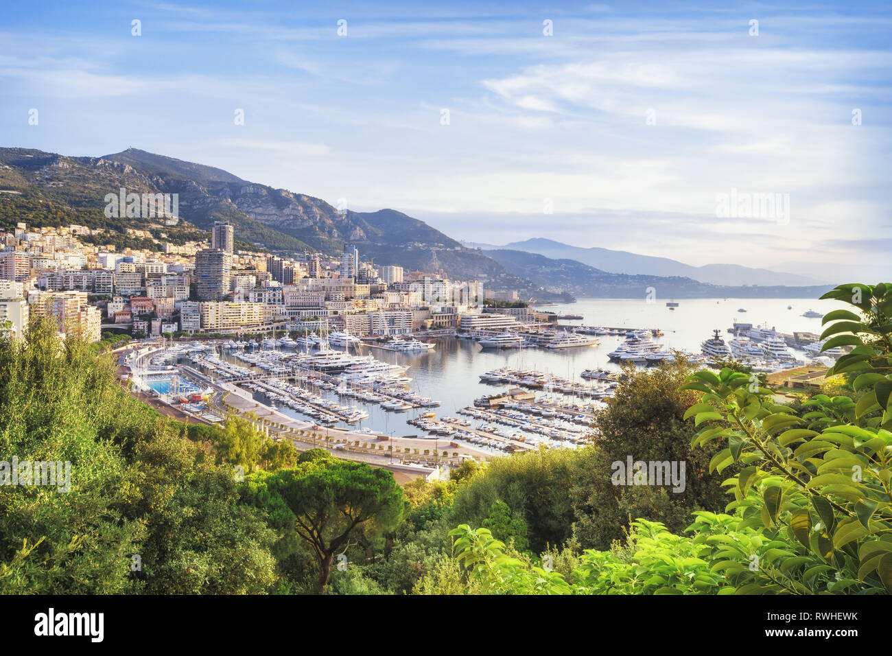 Monaco from above at sunrise Stock Photo - Alamy