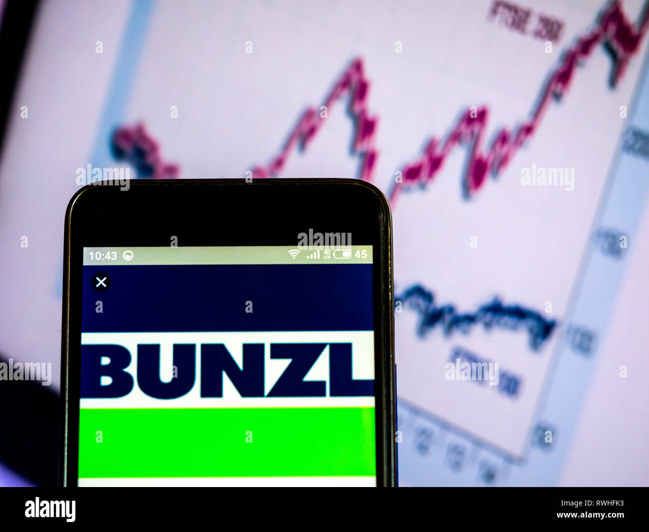 Bunzl plc company logo seen displayed on smart phone Stock Photo - Alamy