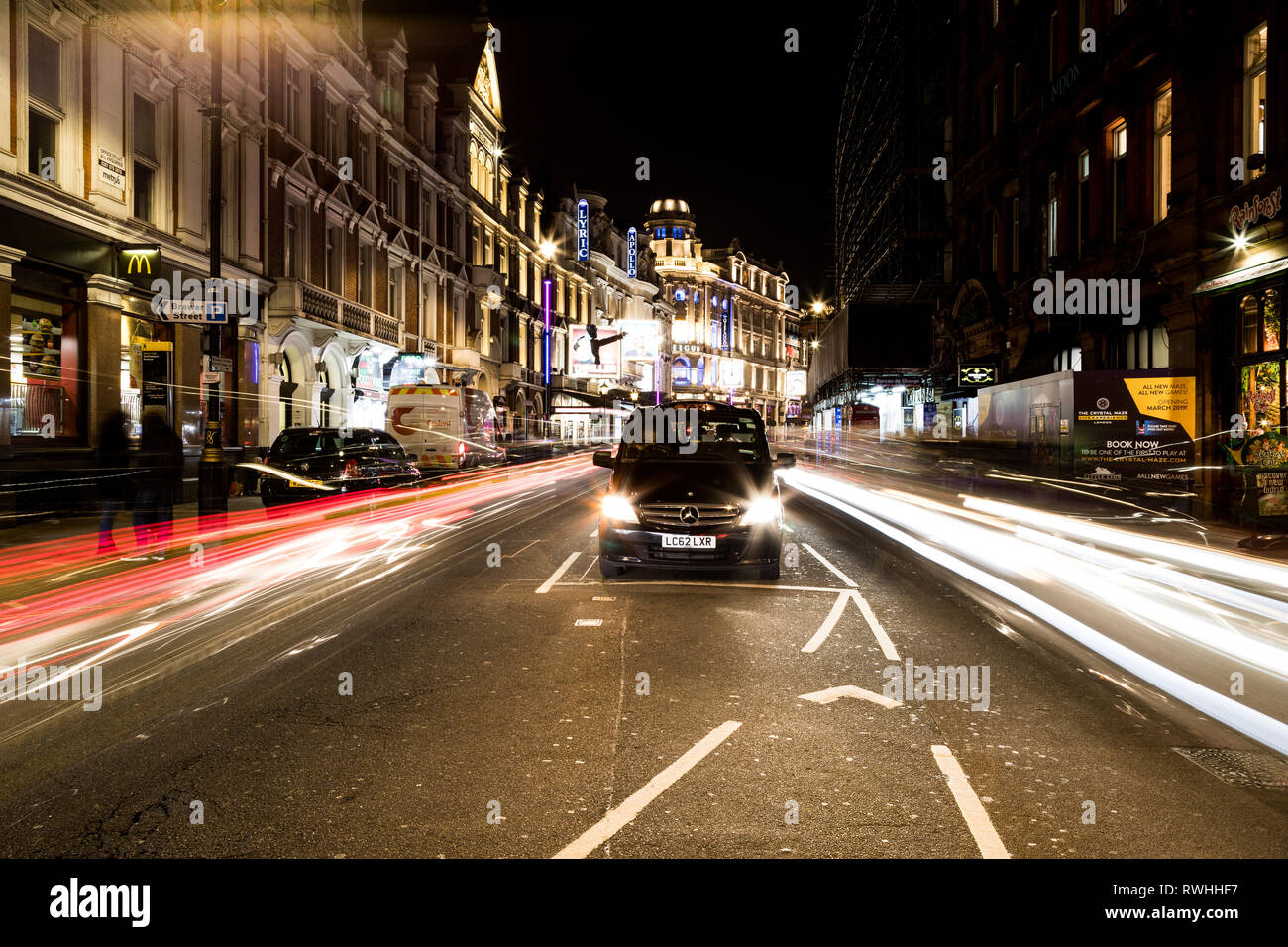 Light trail shot at Piccadilly Circus, London Stock Photo - Alamy