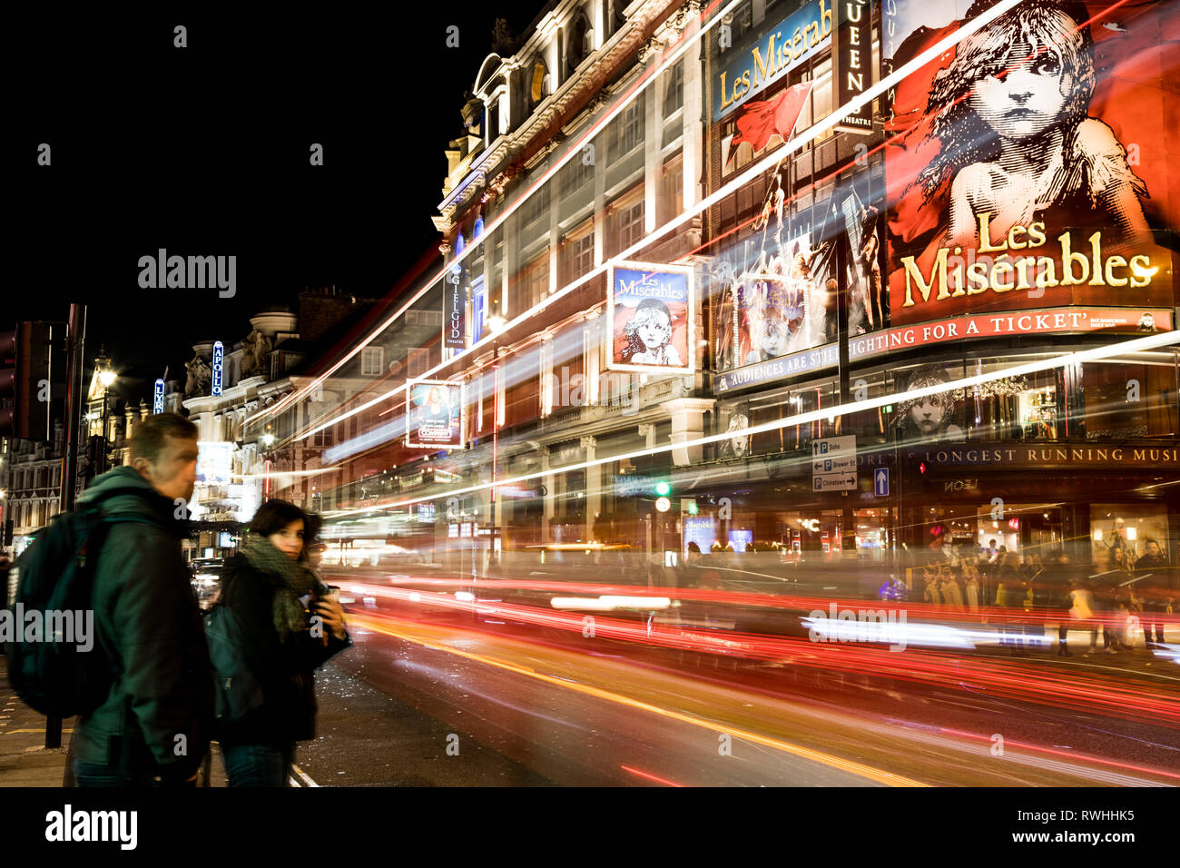 Light trail shot at Piccadilly Circus, London Stock Photo - Alamy