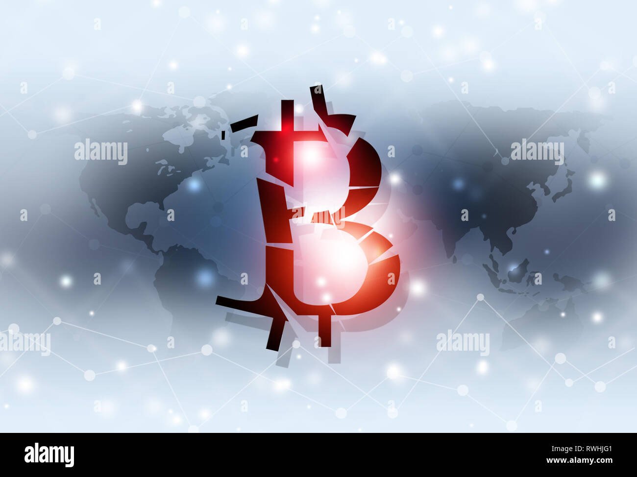 bitcoin fall down business concept web world currency background Stock ...