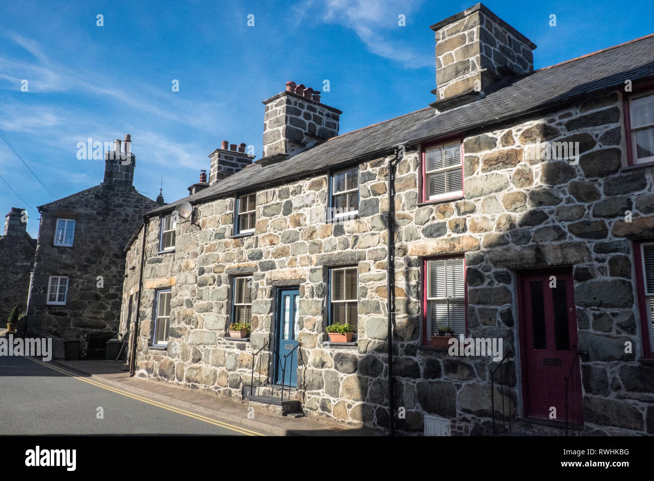 Dolgellau,market town,with,many,grey, stone,building,buildings,at,foot ...