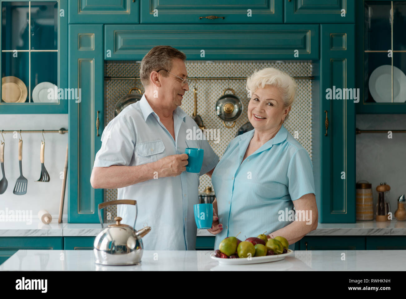 Portrait old couple drinking tea hi-res stock photography and images ...