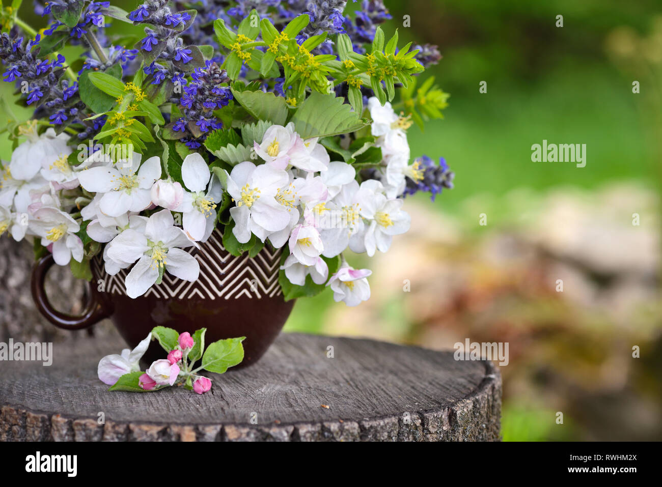 Bouquet of spring flowers on the natural background Stock Photo - Alamy