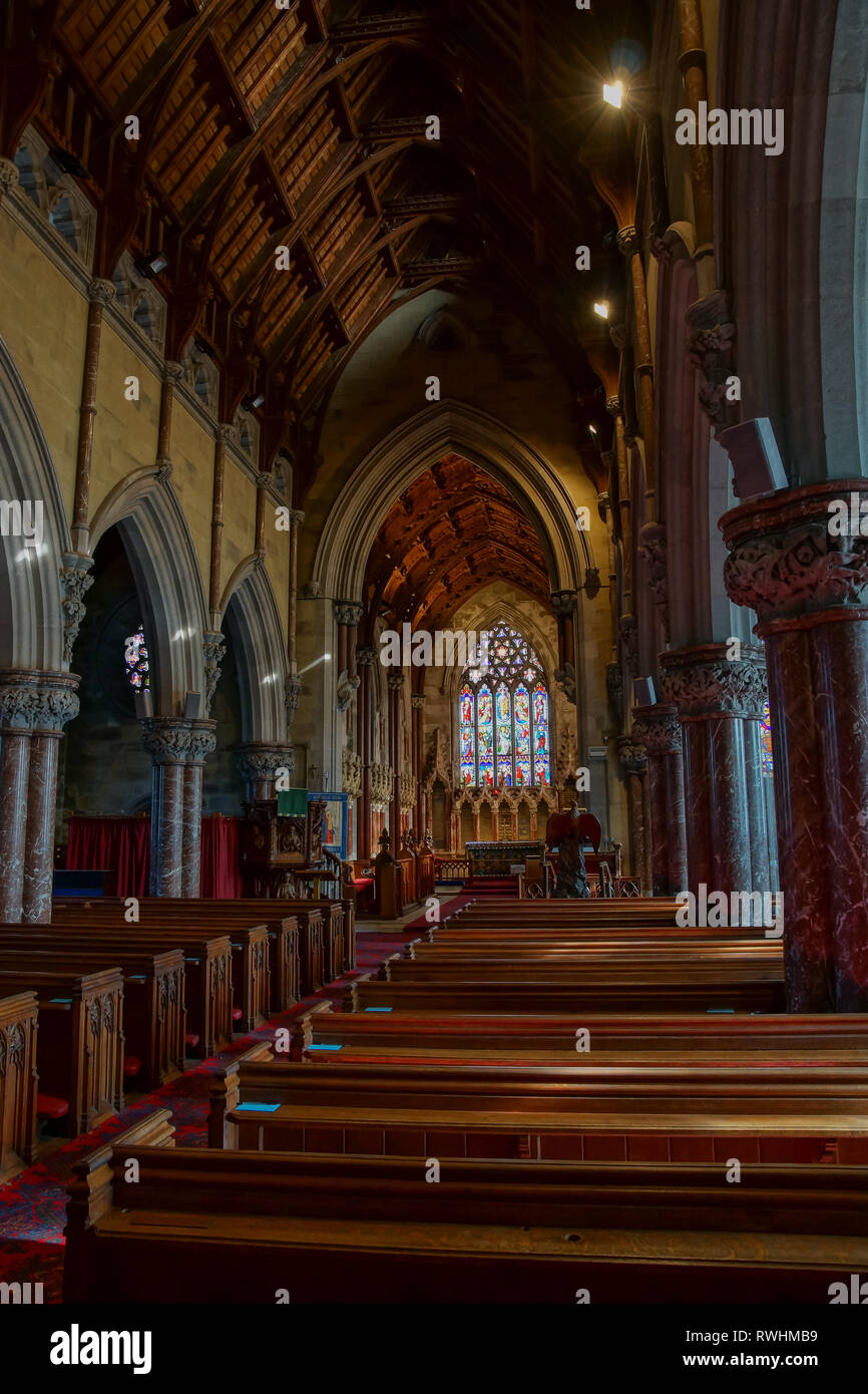 Saint Margarets church Bodelwyddan North Wales central nave looking ...