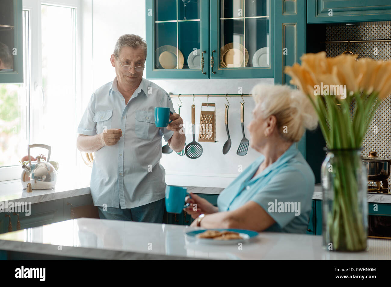 Old granny drinking tea hi-res stock photography and images - Alamy