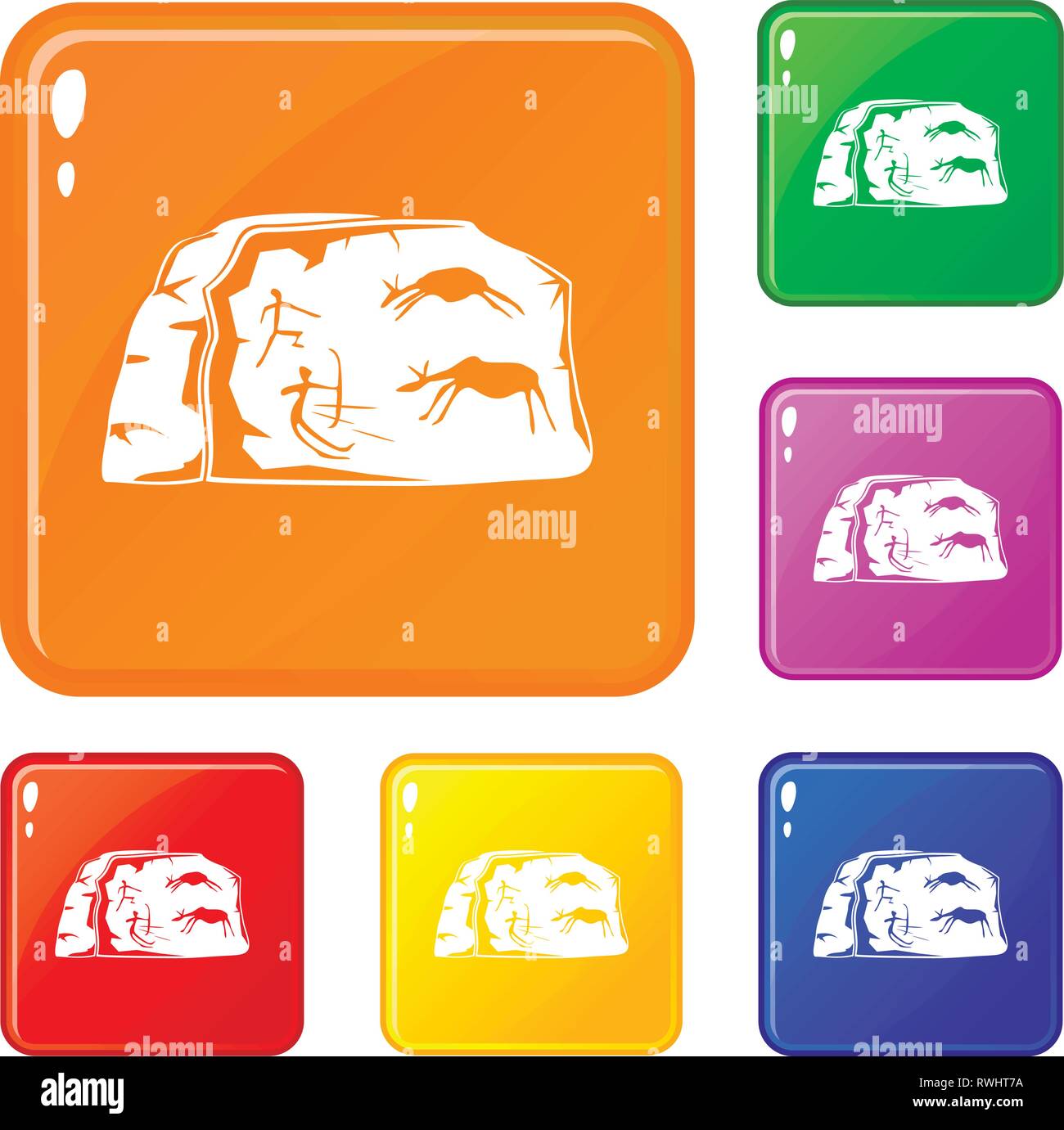 Cave painting icons set vector color Stock Vector Image & Art - Alamy