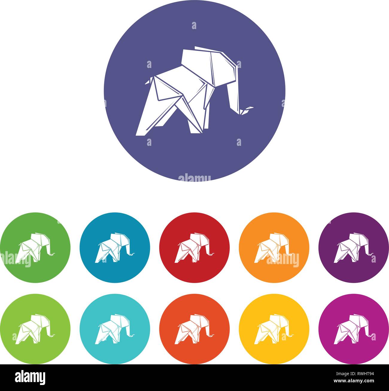 Origami elephant icons set vector color Stock Vector Image & Art - Alamy