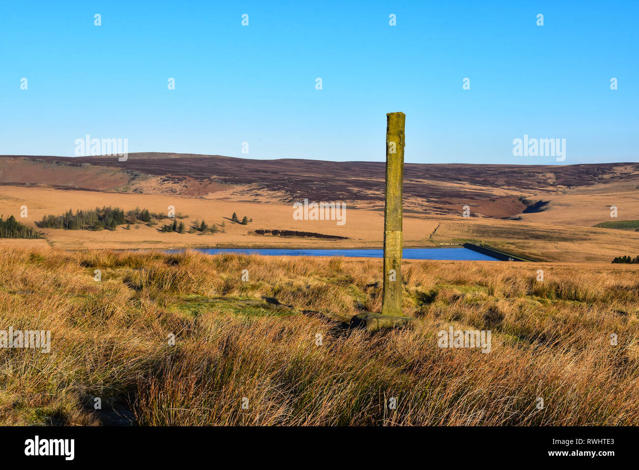 Reap's Cross monolith, Gorple Reservoir, Heptonstall Moor, West ...