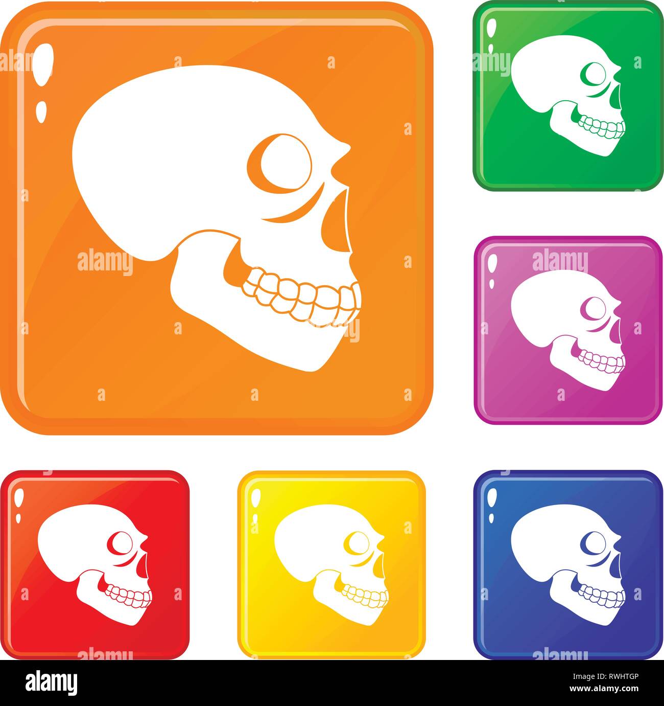 Skull icons set vector color Stock Vector Image & Art - Alamy