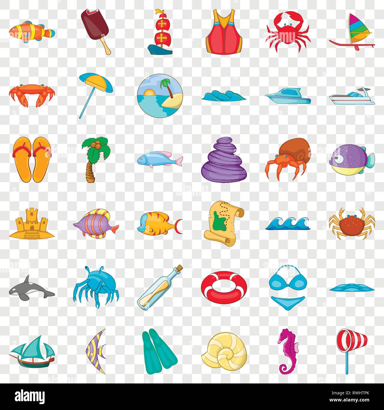 Beach relaxation icons set, cartoon style Stock Vector Image & Art - Alamy