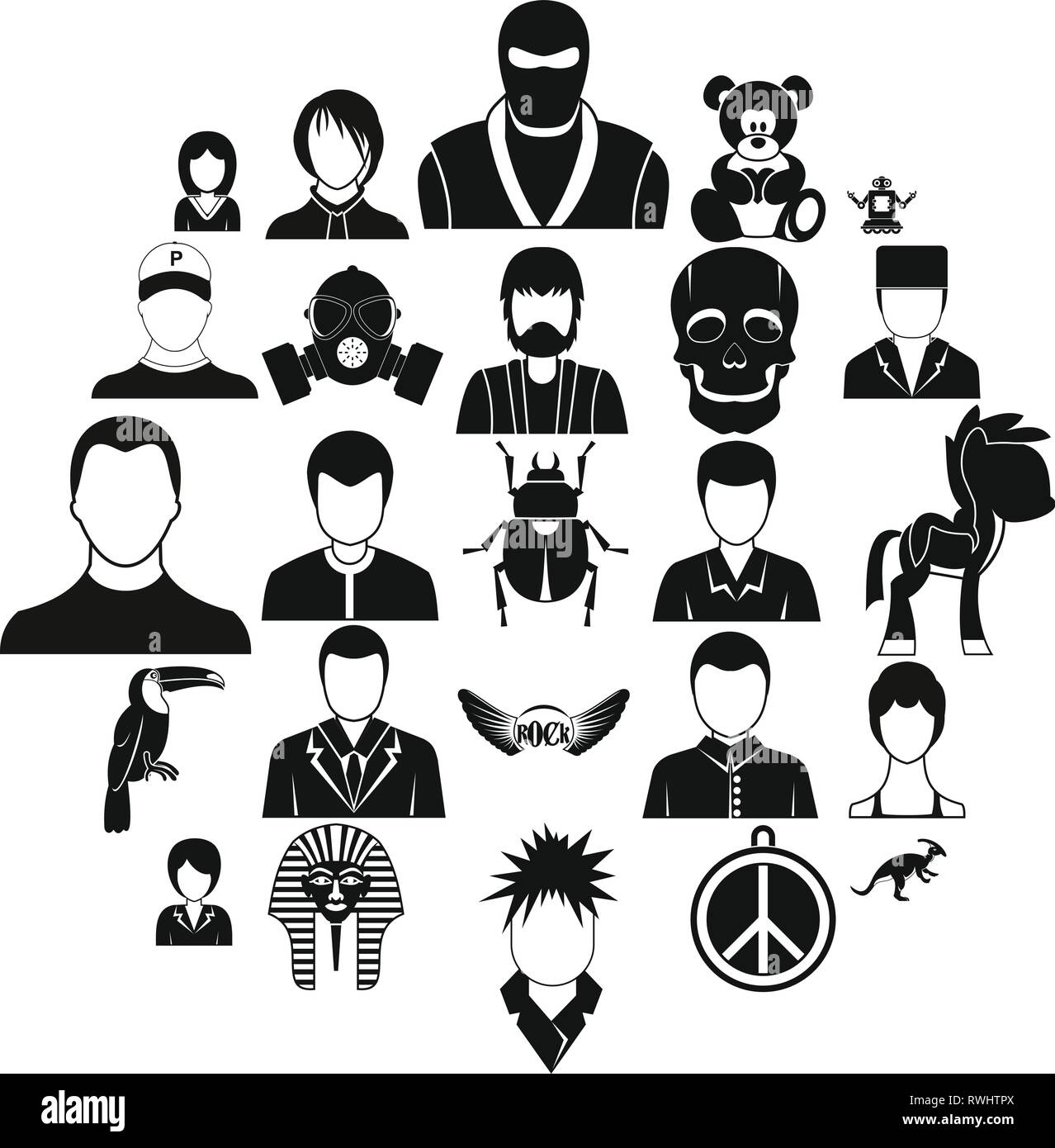 Avatar icons set, simple style Stock Vector Image & Art - Alamy