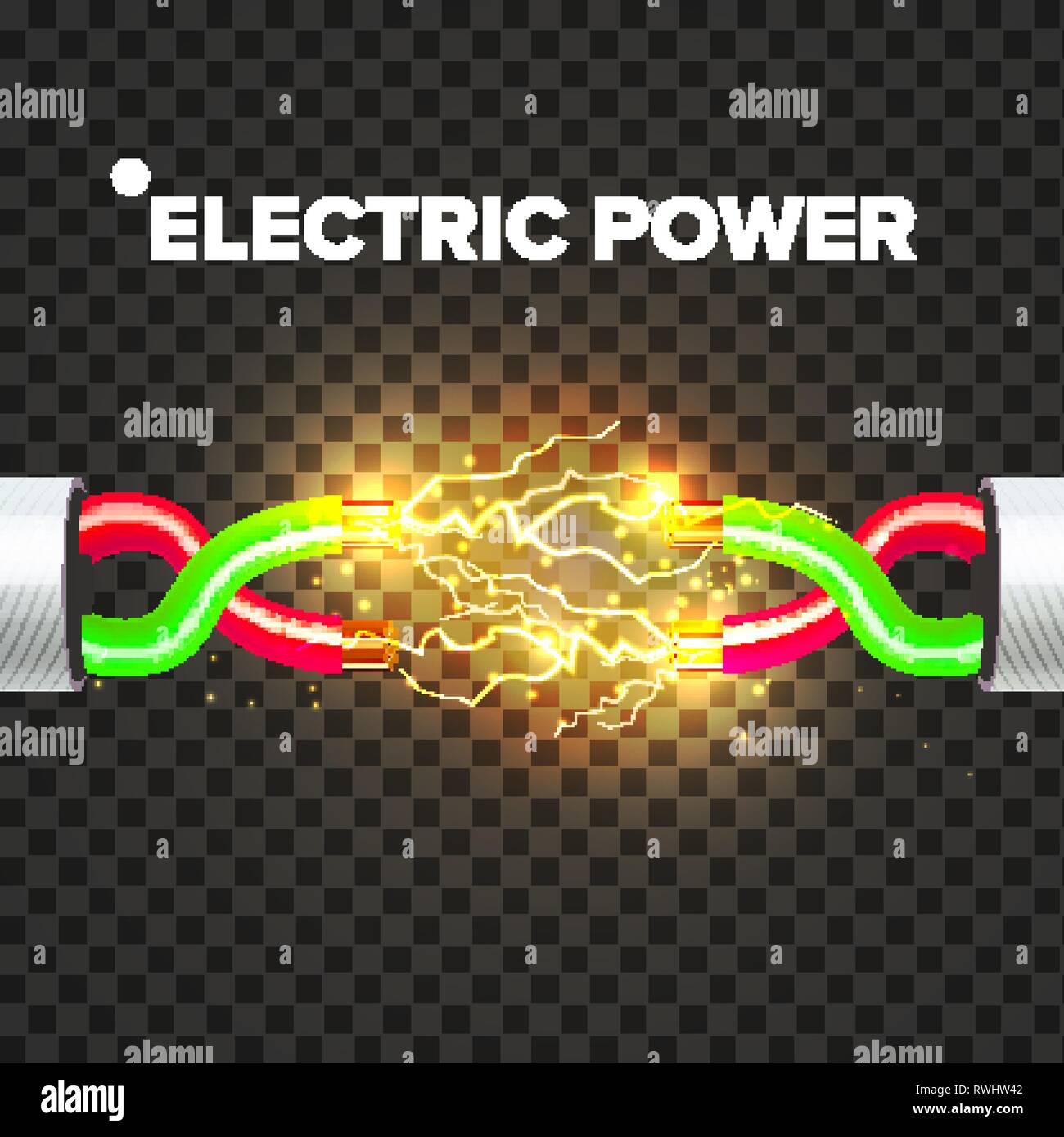 Break Electric Cable Vector. Electric Arc Power. Electricity Energy. 3D ...