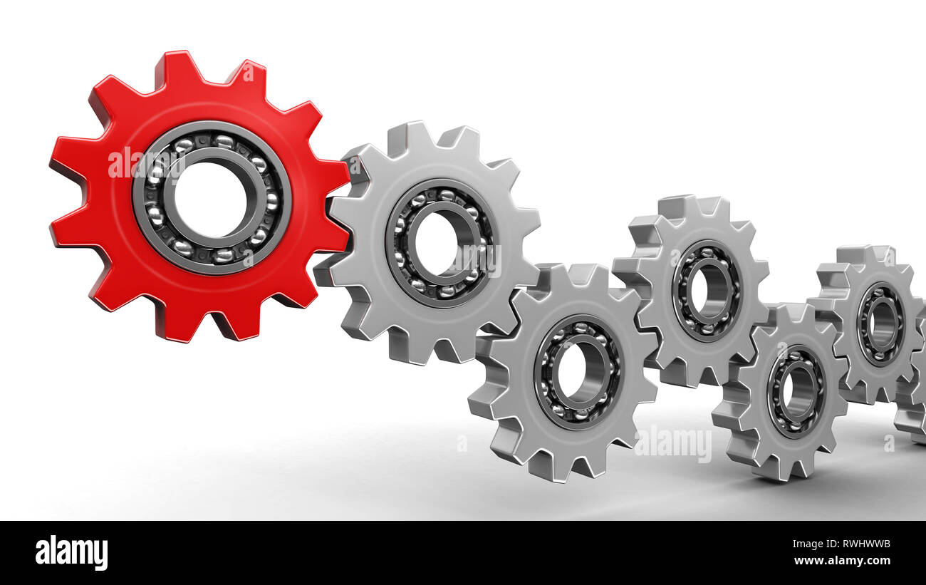 Red and silver gears. Image with clipping path Stock Photo - Alamy