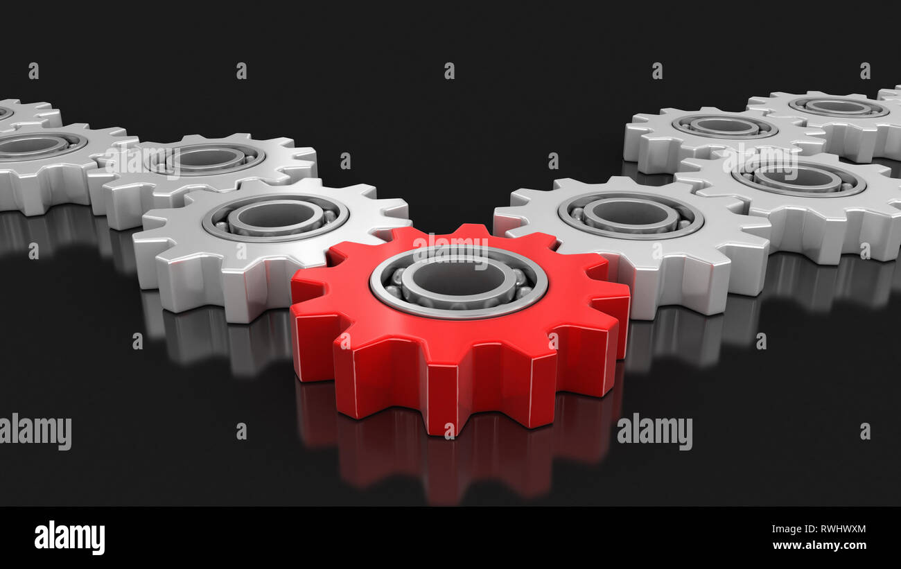 Red and silver gears. Image with clipping path Stock Photo - Alamy