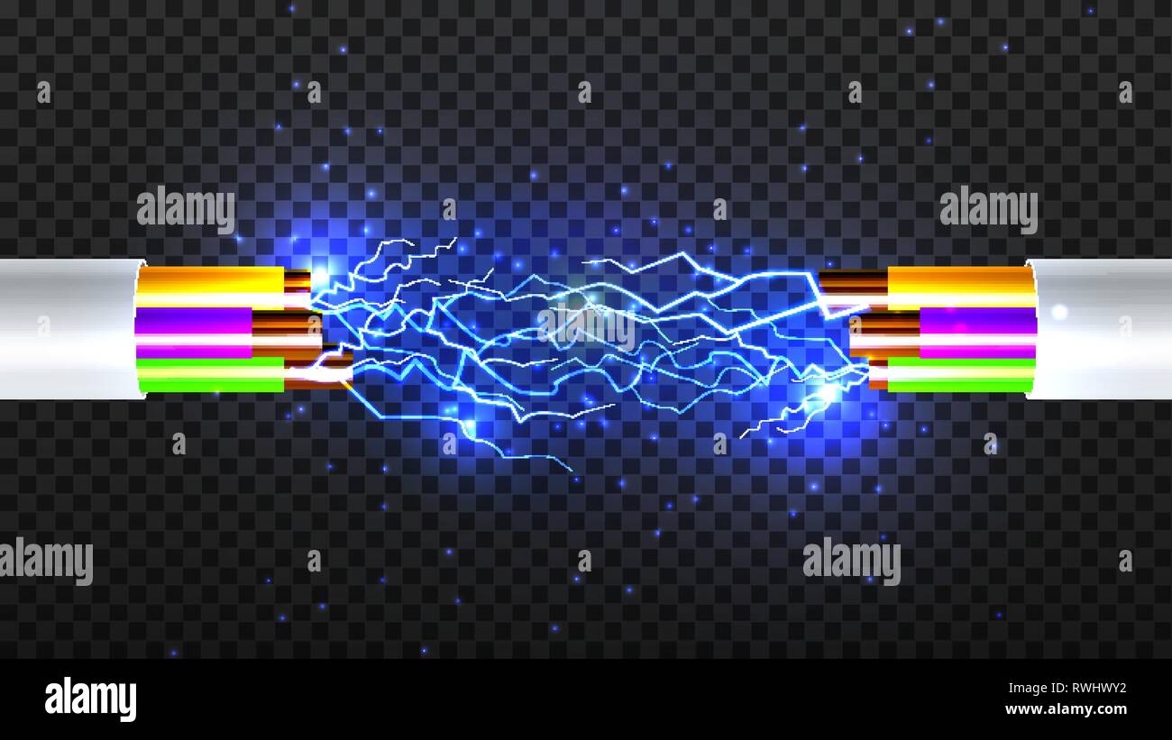 Electric Break Cable Vector. Electrician Rubber Cord. Copper Wire ...