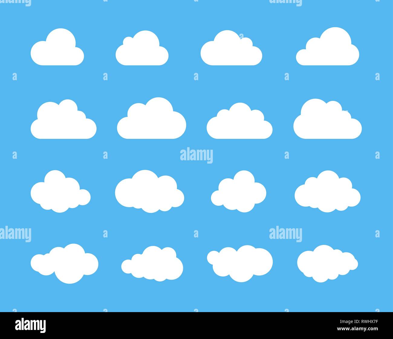 Clouds silhouettes. Vector set of clouds shapes. Collection of various ...