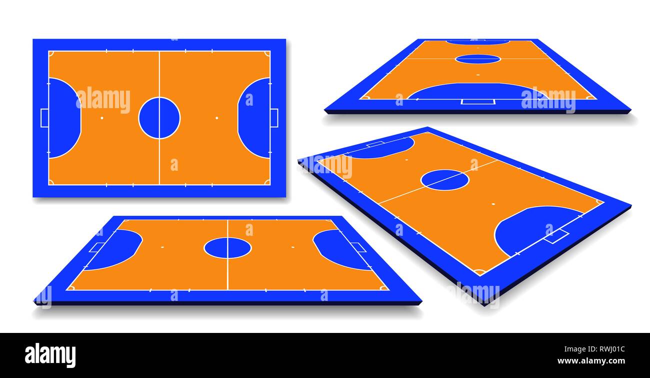 Futsal court or field top and perspective view vector illustration ...