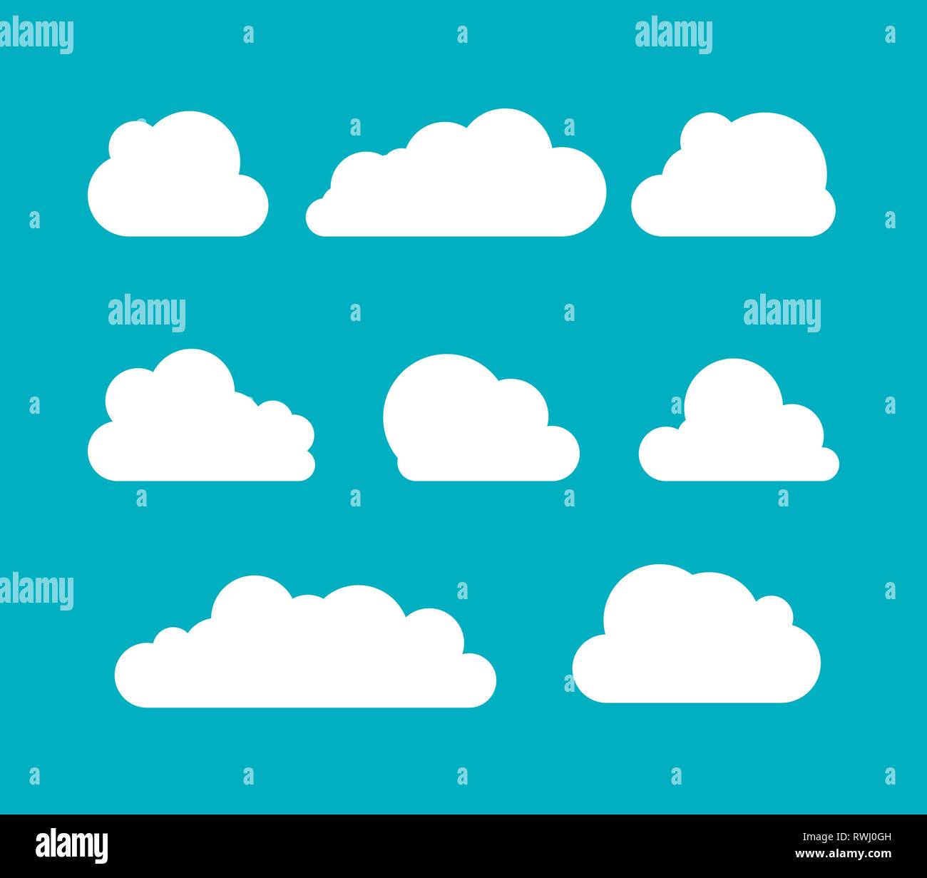 Clouds silhouettes. Vector set of clouds shapes. Collection of various ...