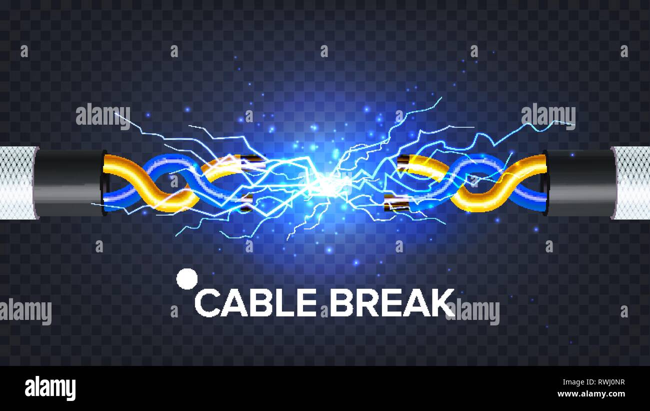 Break Electric Cable Vector. Electric Arc Power. Electricity Energy. 3D ...