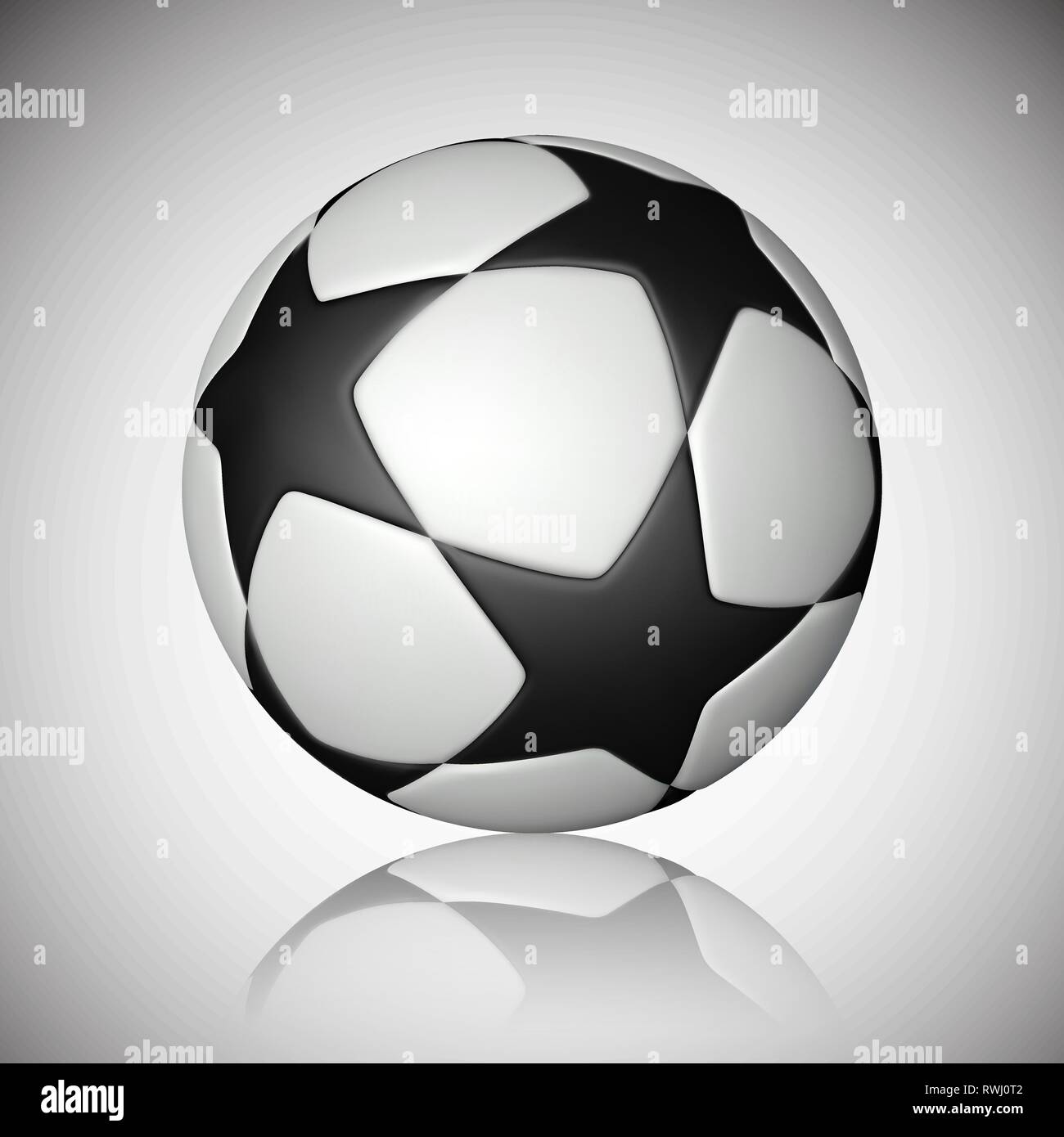 Football ball, soccer ball with reflection on gray background. Vector ...