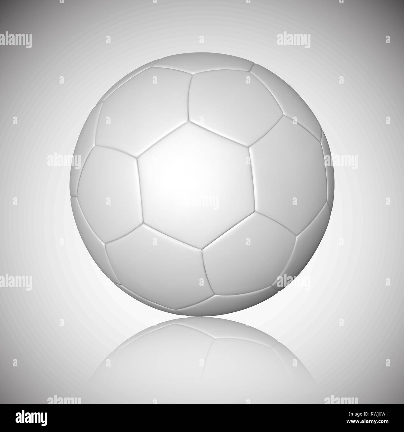 Football ball, soccer ball, mockup, with reflection on gray background ...
