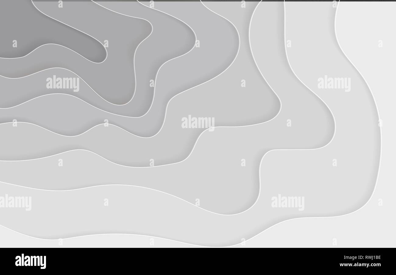 Paper art cartoon abstract waves, holes. Paper carve background. Modern ...