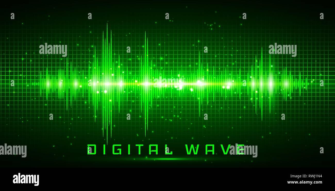 Digital wave, Sound waves oscillating glow light, Abstract technology ...