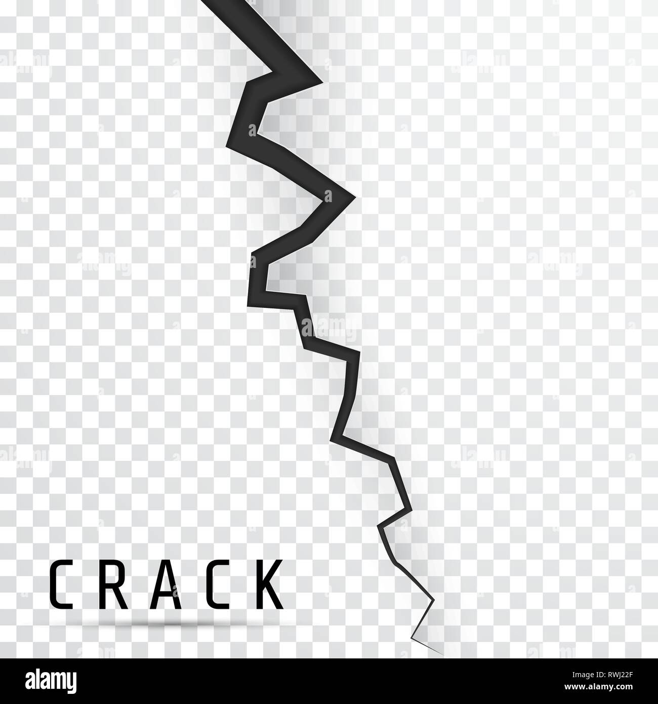 Crack in surface. Rift in earth. Realistic fracture in wall. Vector ...