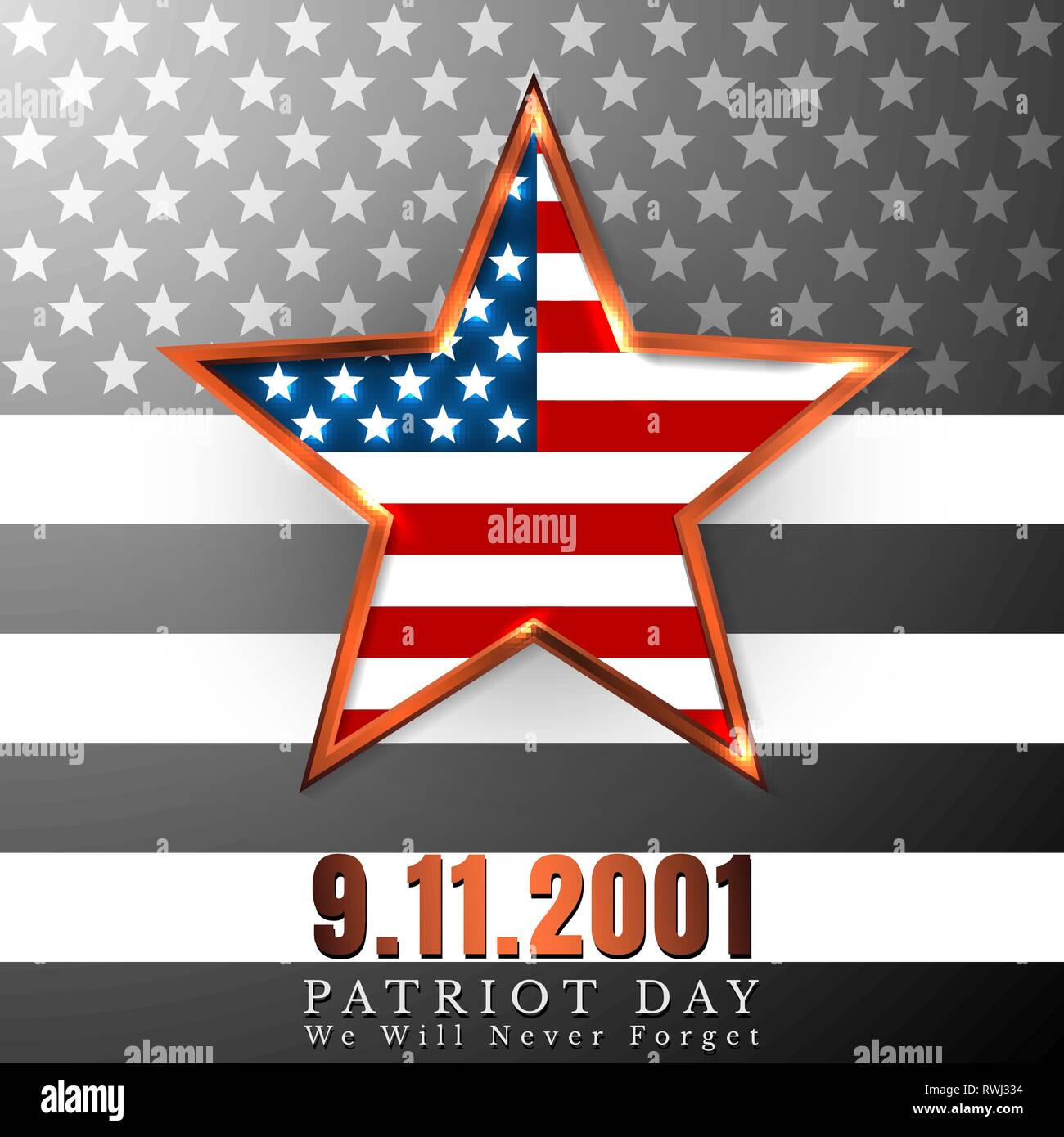 Patriot Day of USA with star in national flag colors american flag ...