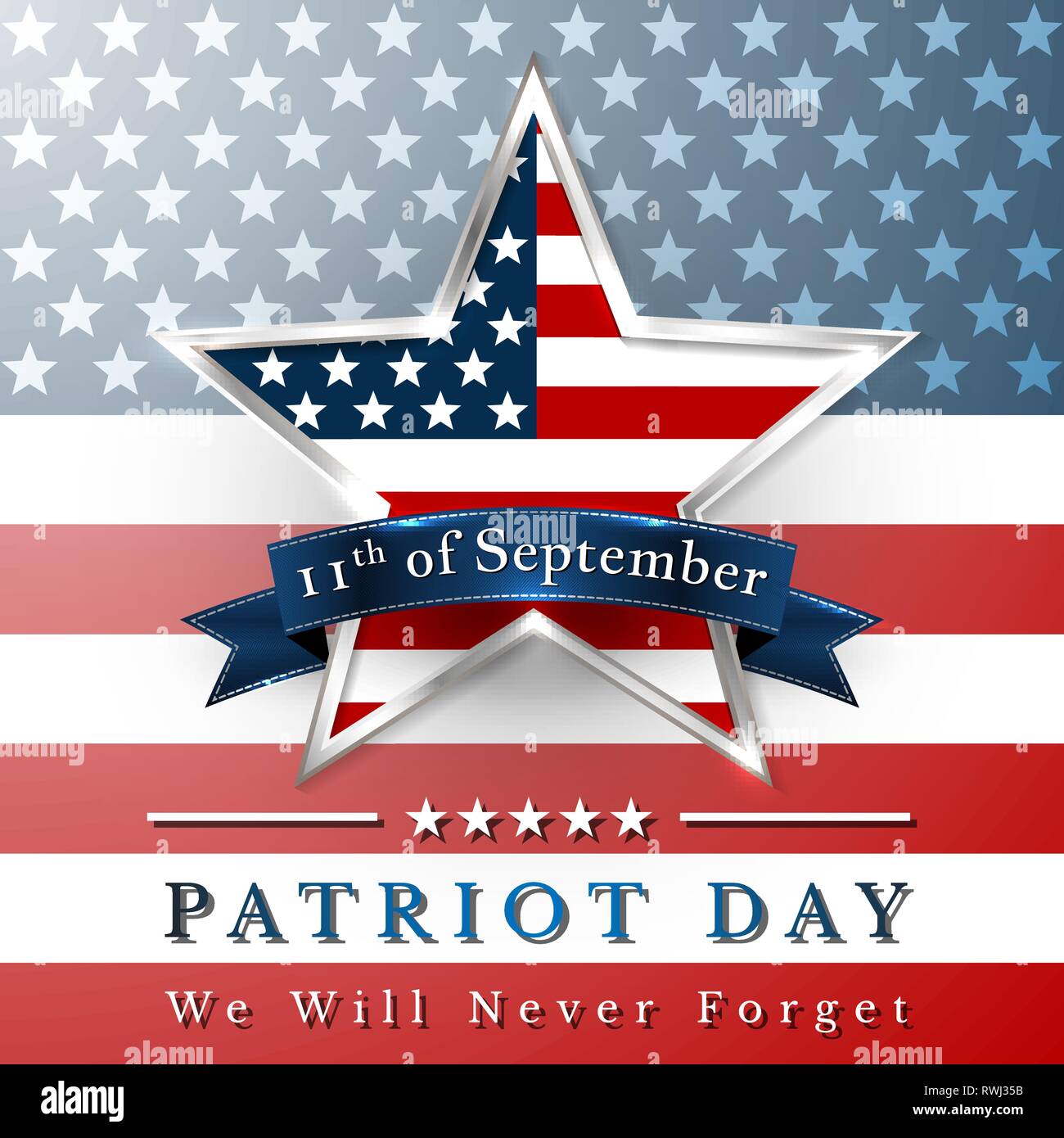 Patriot Day of USA with star in national flag colors american flag ...