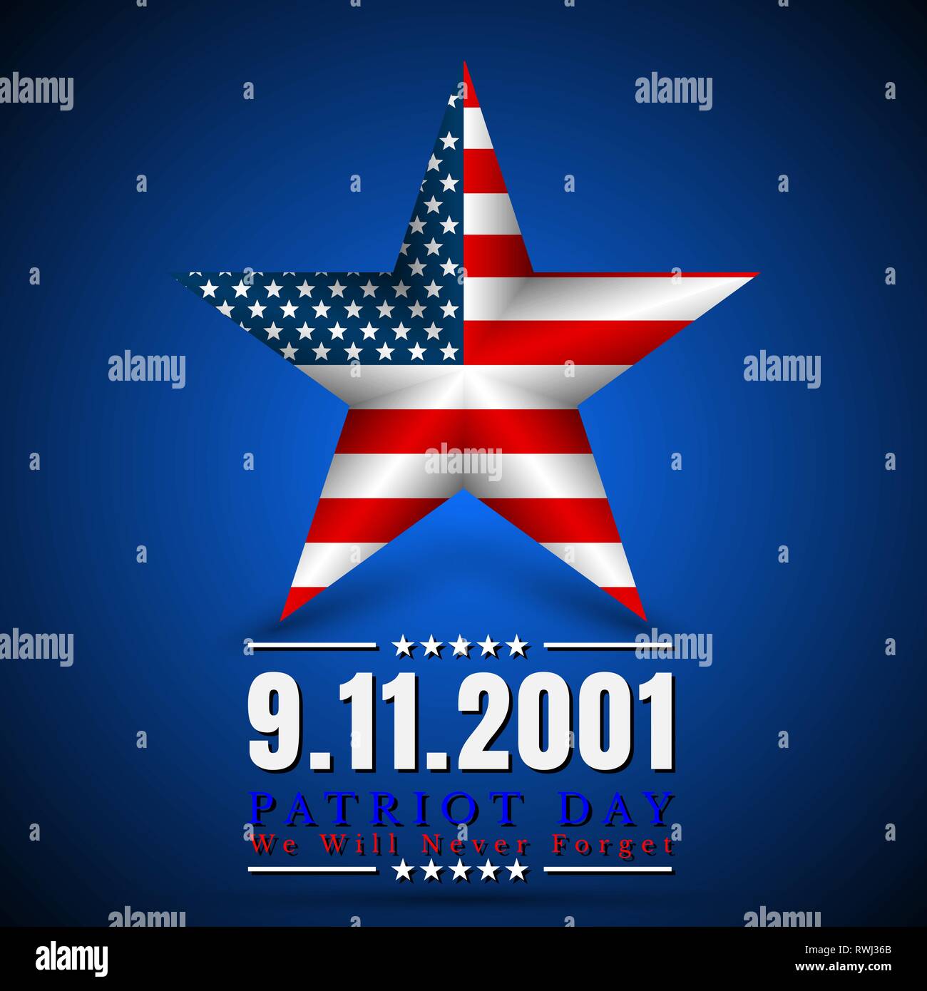 Patriot Day of USA with star in national flag colors american flag ...