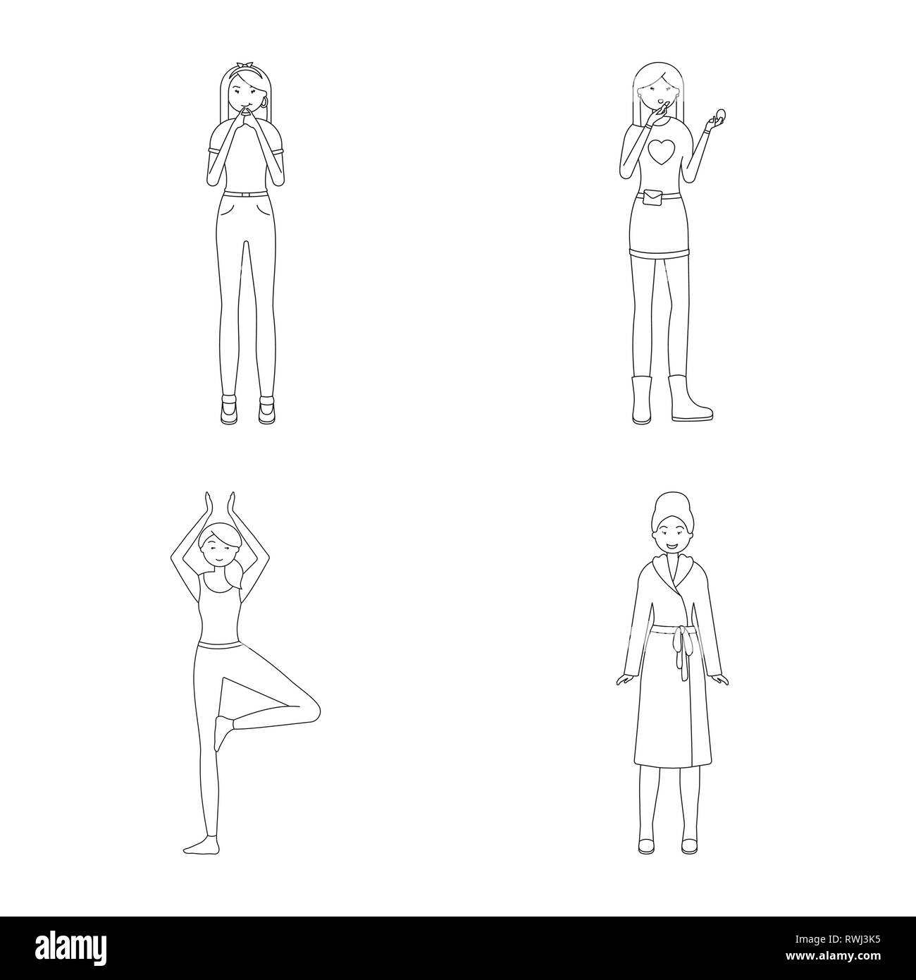 Vector design of posture and mood icon. Collection of posture and ...