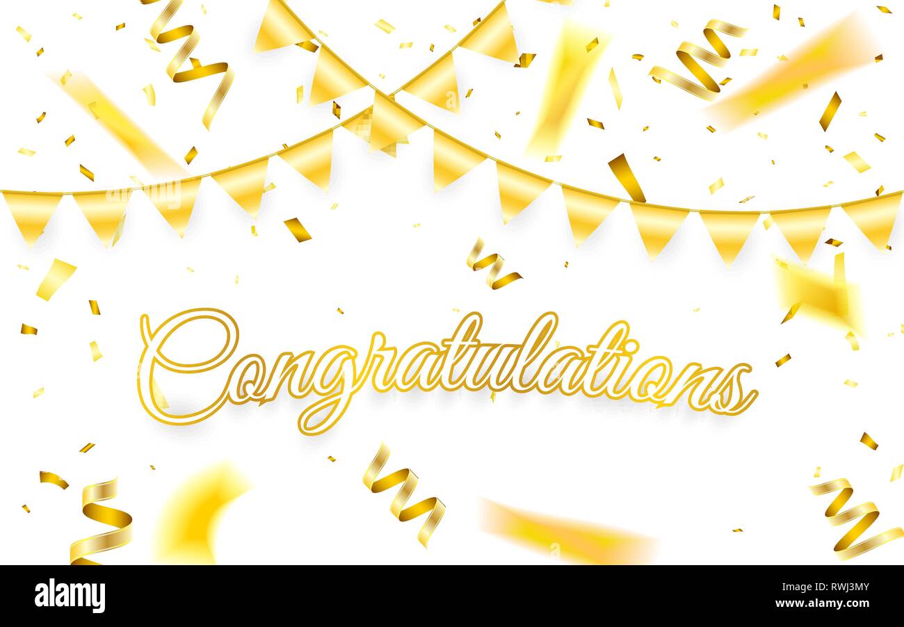 Congratulations. Celebration background template with gold confetti and ...