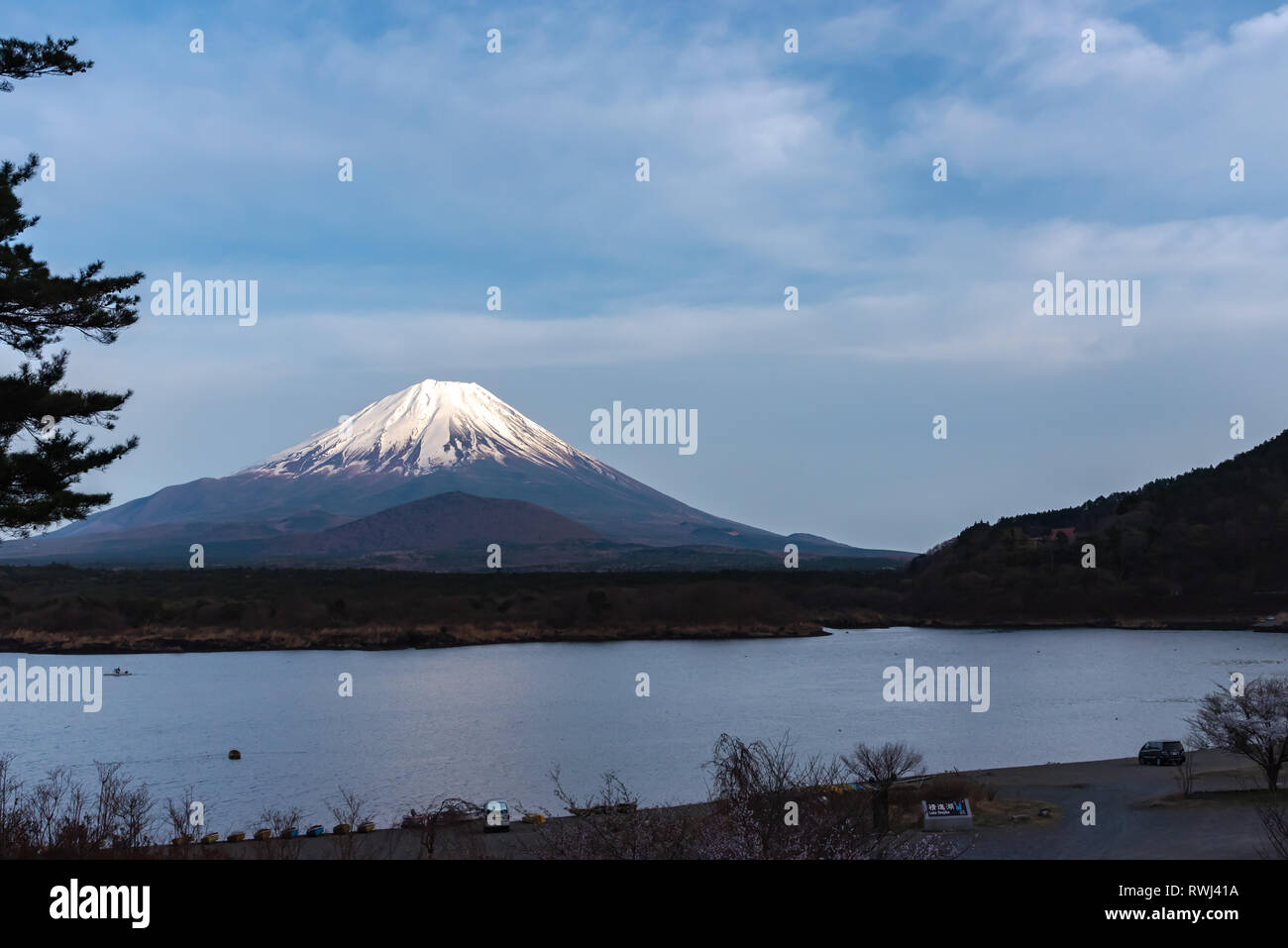 Mount Fuji or Mt. Fuji, the World Heritage, view at Lake Shoji ...