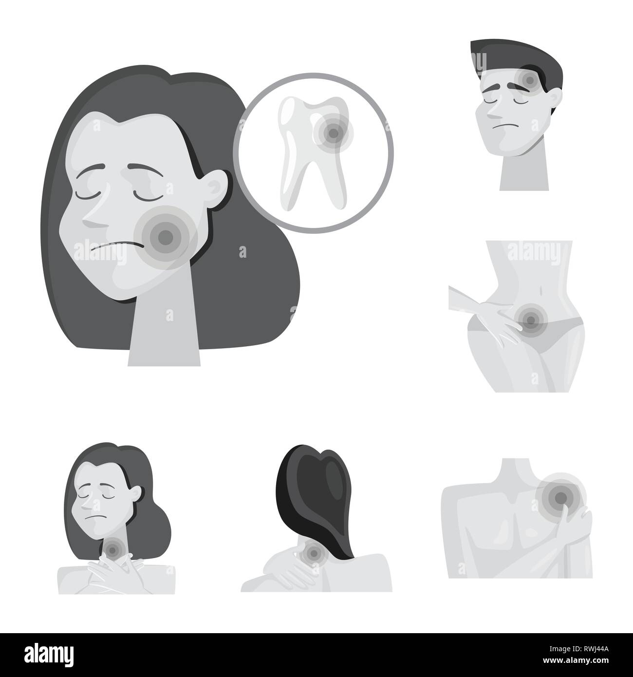 Vector design of suffering and injury symbol. Collection of suffering ...
