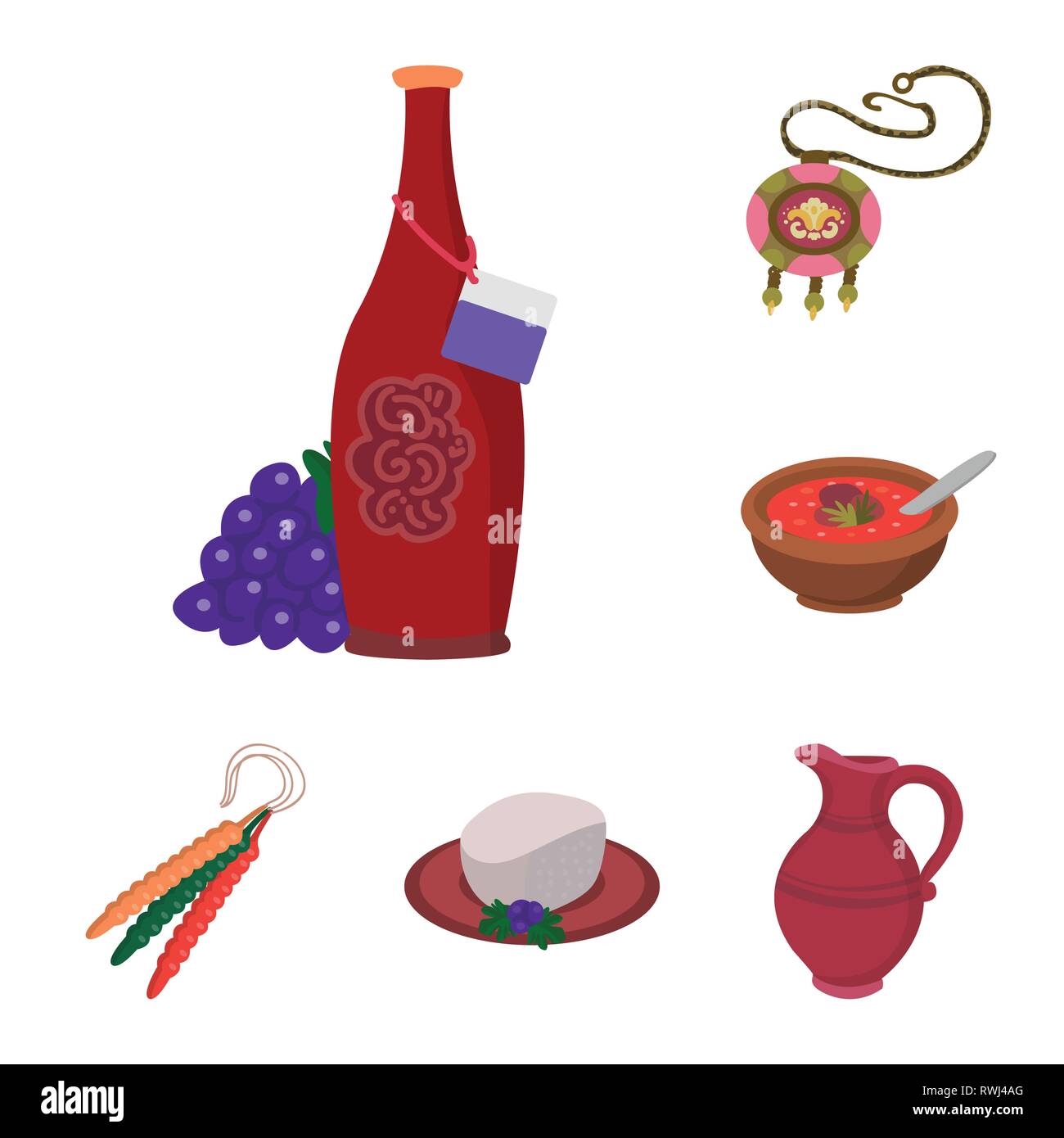 Vector illustration of Caucasus and traditions icon. Set of Caucasus ...