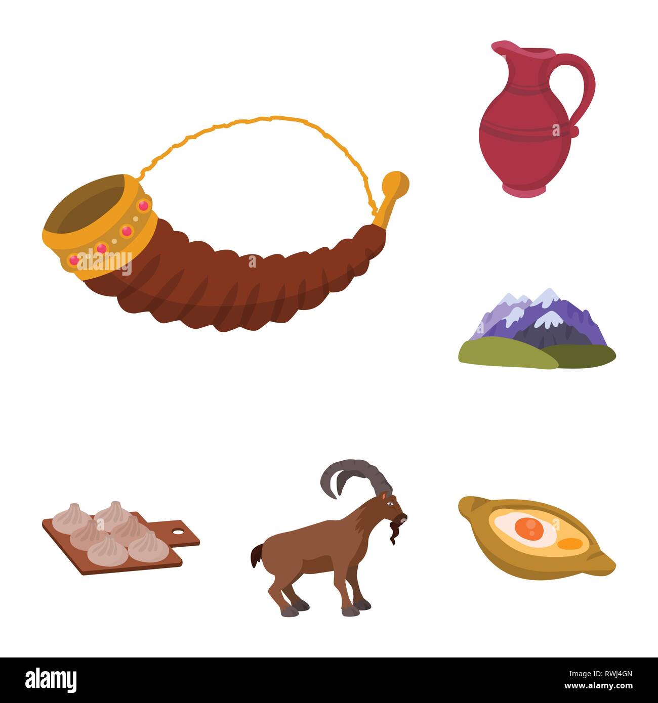 Isolated object of Caucasus and traditions icon. Collection of Caucasus ...