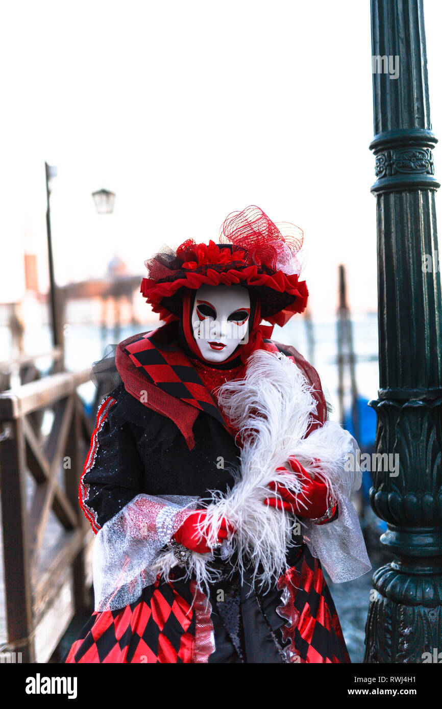 costumed reveler of the Carnival of Venice Stock Photo - Alamy