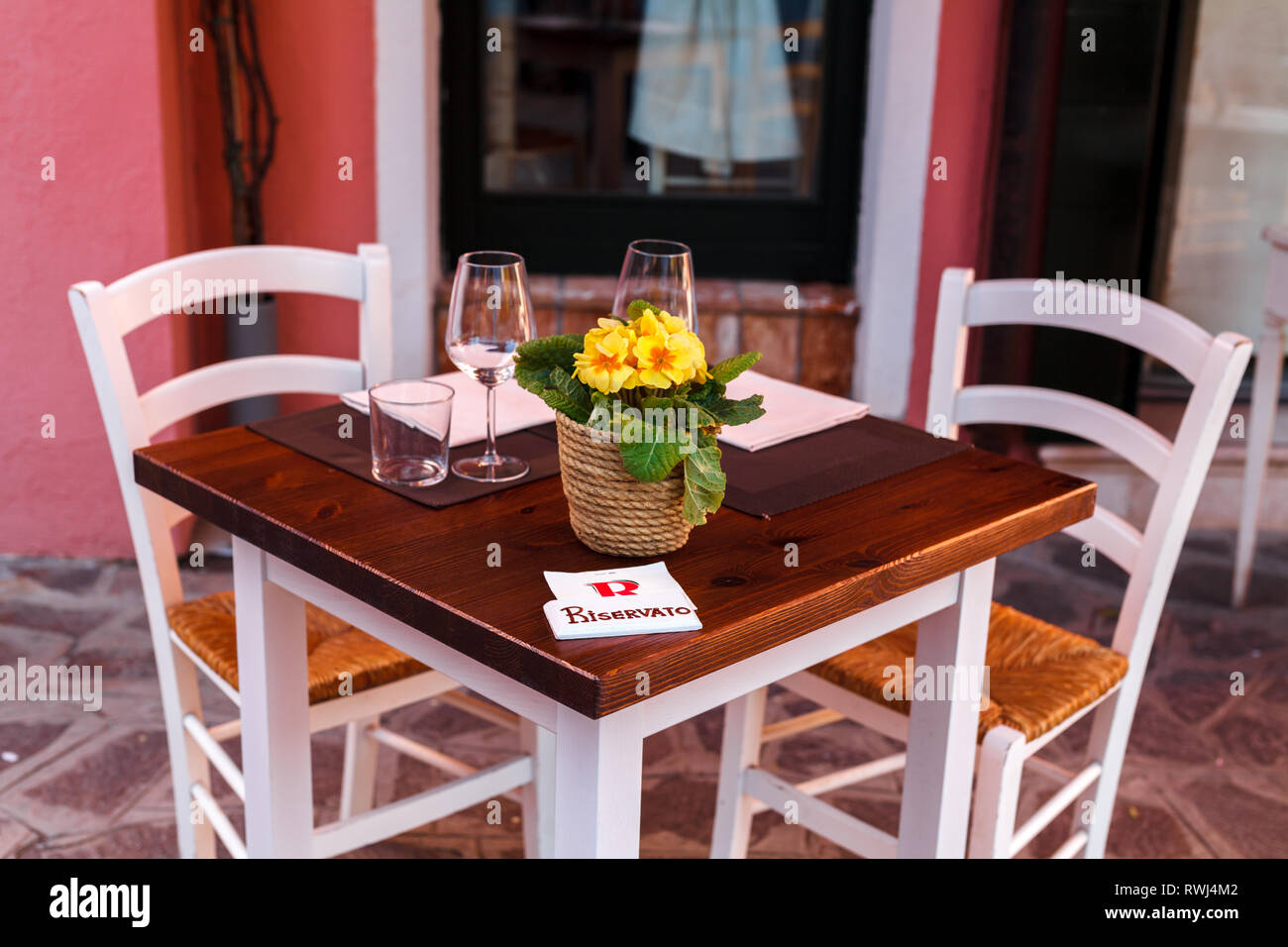 reserved table in the restaurant, outdoor Stock Photo - Alamy