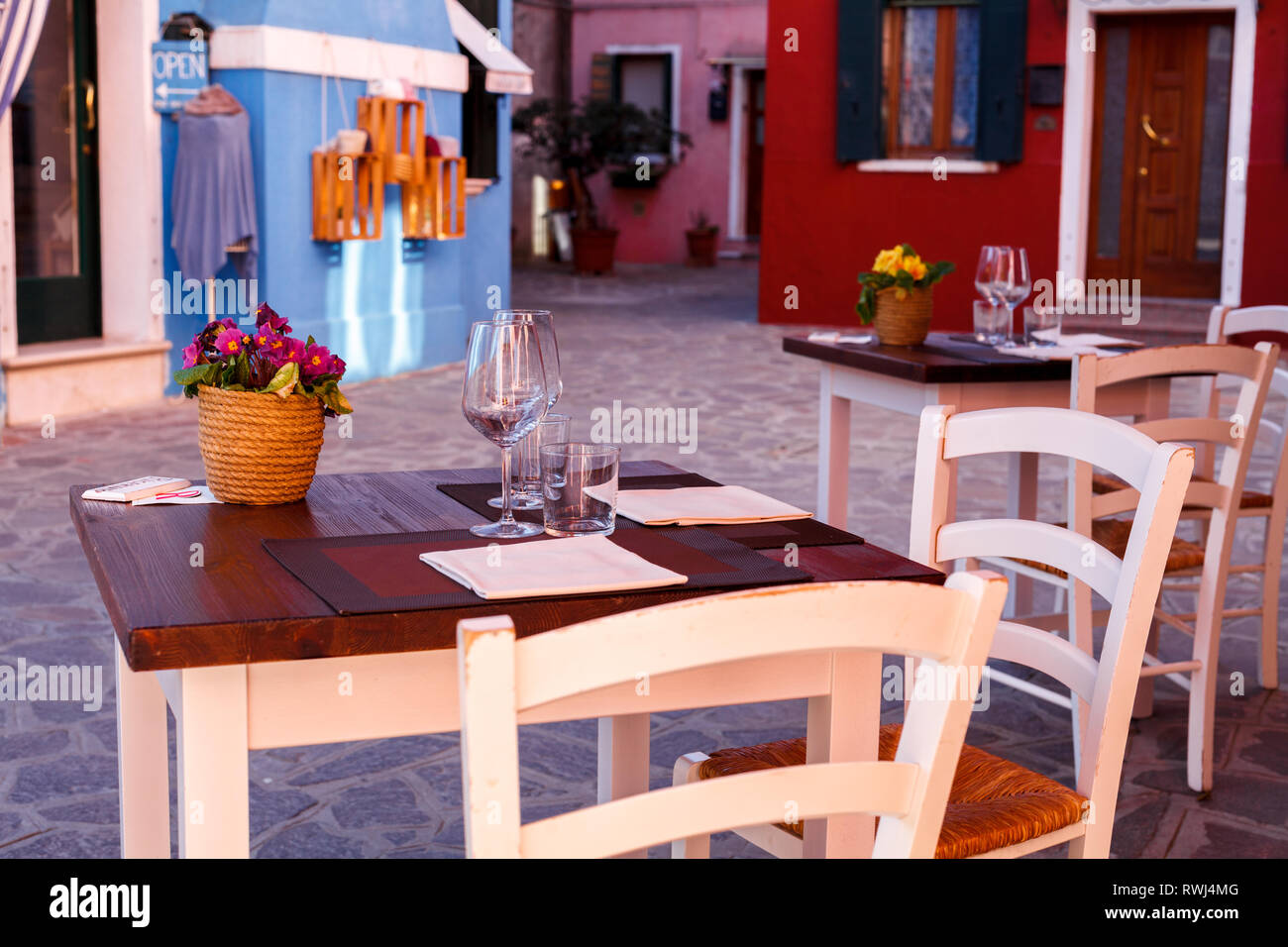 reserved table in the restaurant, outdoor Stock Photo - Alamy