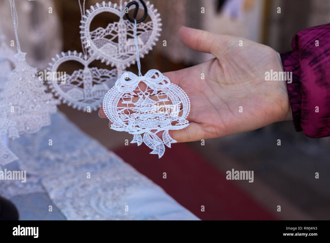 Lace on Burano Island, Italy Stock Photo - Alamy