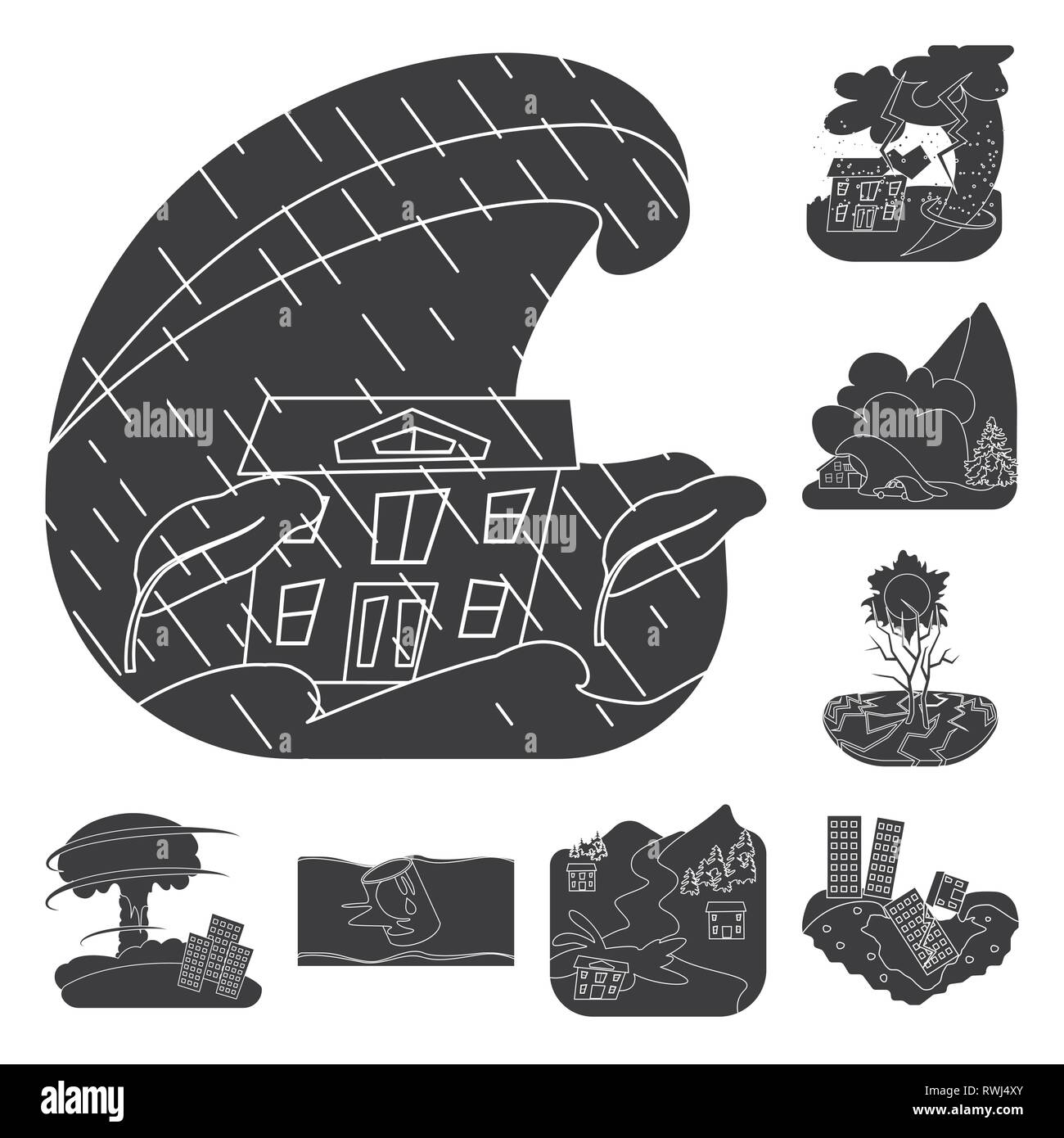 Isolated object of calamity and crash icon. Set of calamity and ...