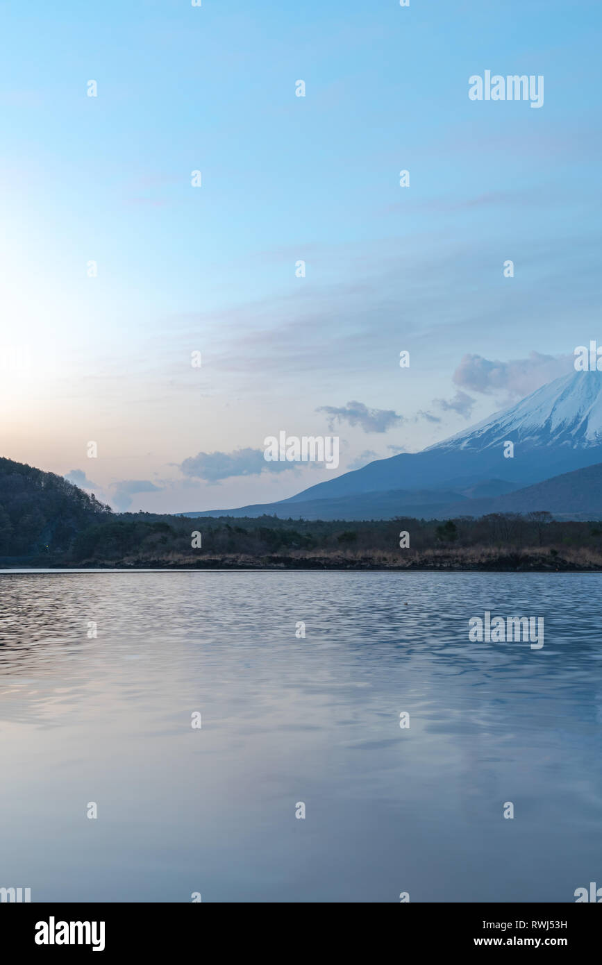 Mount Fuji or Mt. Fuji, the World Heritage, view at Lake Shoji ...