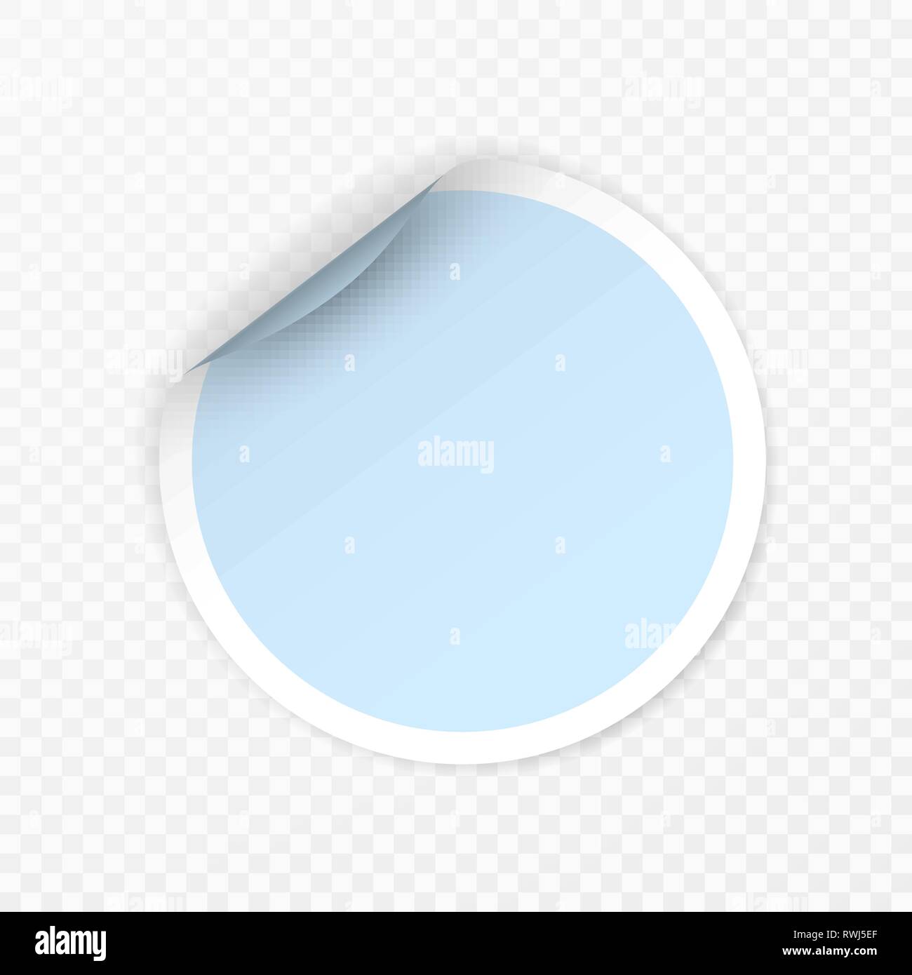 Blank round sticker with curled corners on transparent background ...