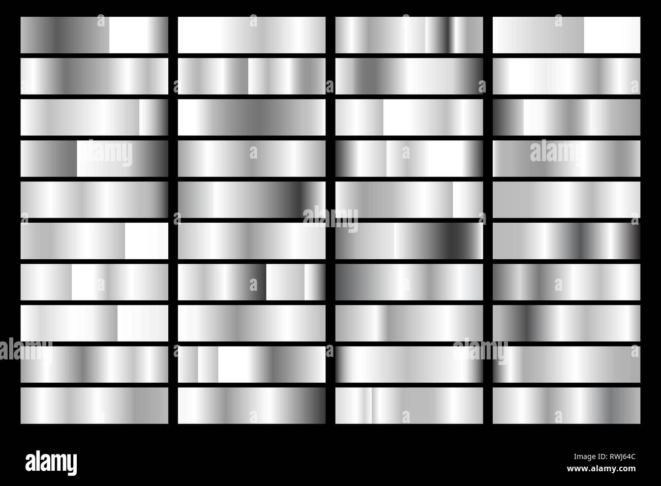 Collection of silver, chrome metallic gradient. Brilliant plates with ...
