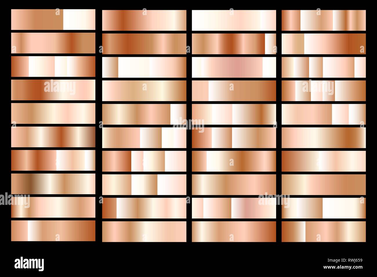 Collection of bronze metallic gradient. Brilliant plates with bronze ...