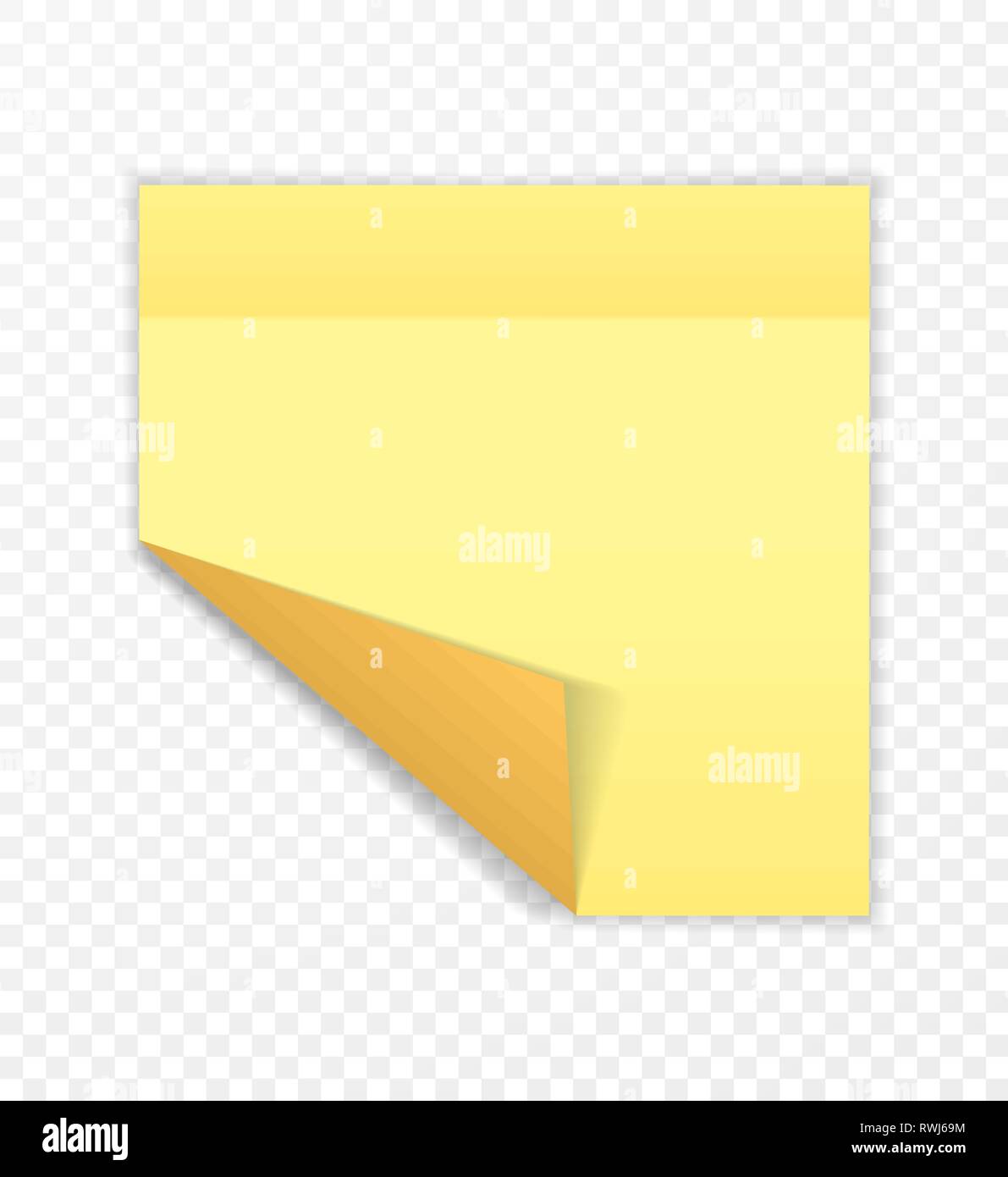 Yellow sticky note isolated on transparent background. Vector ...