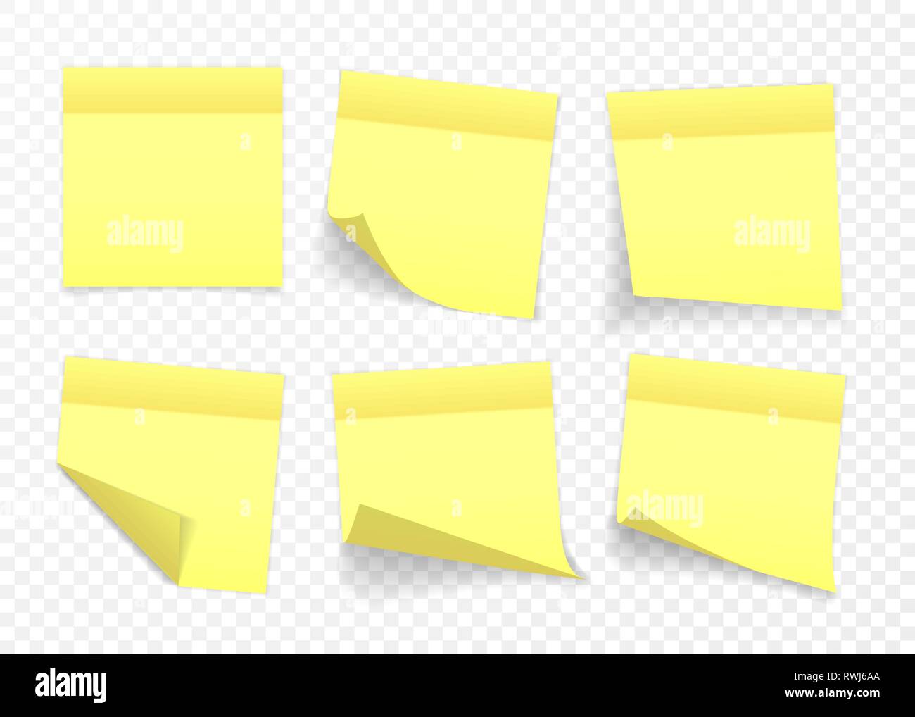 Yellow sticky note isolated on transparent background. Vector ...